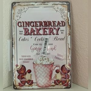 Holiday | Nwt Vintage Metal Sign Gingerbread Bakery Sign Retro ...
